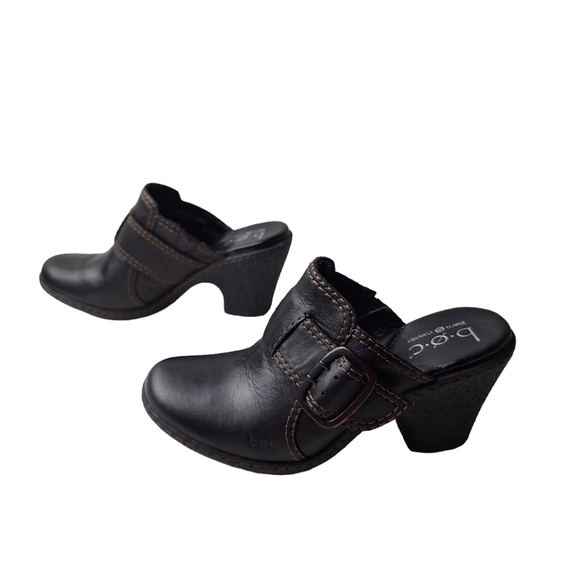 boc | Shoes | Boc Born Concept Size 7 Black Leather Chunky Heel Clogs ...